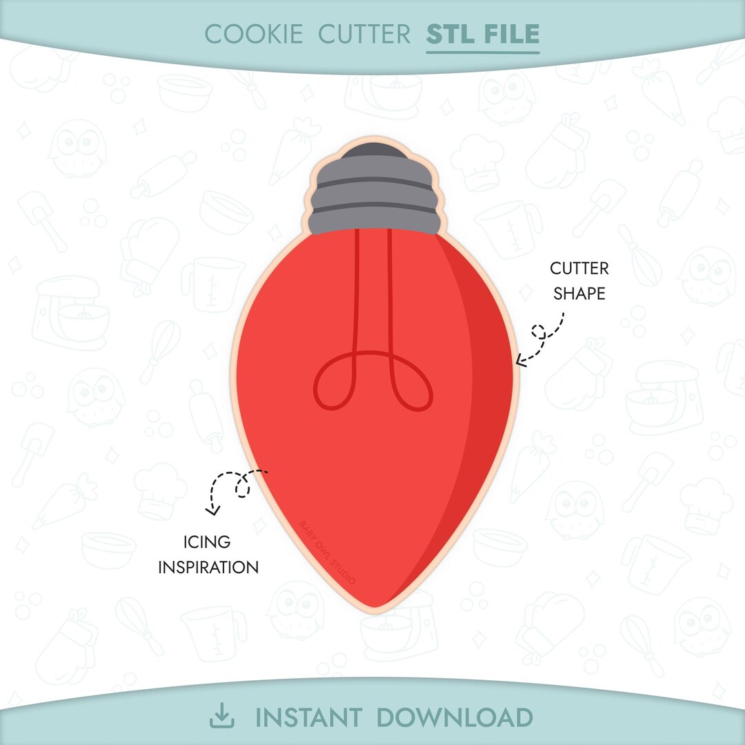 Light Bulb Cookie Cutter STL File 3D Printable Christmas Cookie Cutter ...
