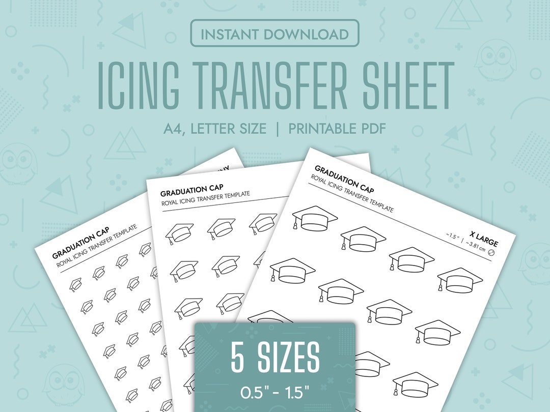 Graduation Royal Icing Transfer Sheets Printable Graduation Cap Royal ...
