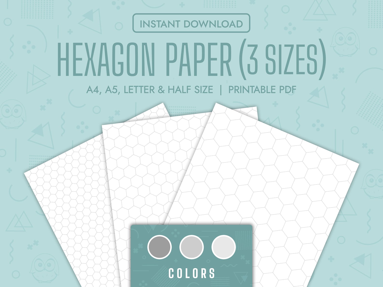 Hexagonal Grid Paper Bundle Printable Organic Chemistry Paper Templates ...