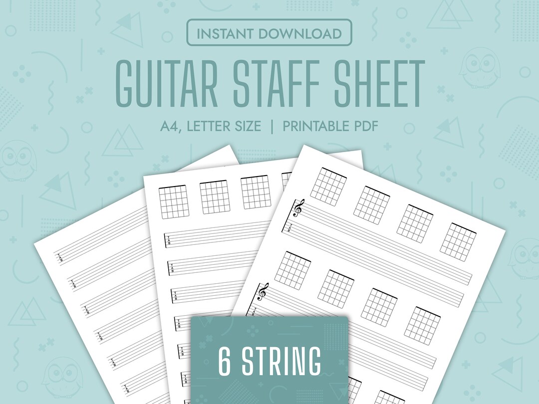 Guitar Staff Sheet Blank 6 String Guitar Music Sheet Printable Guitar ...