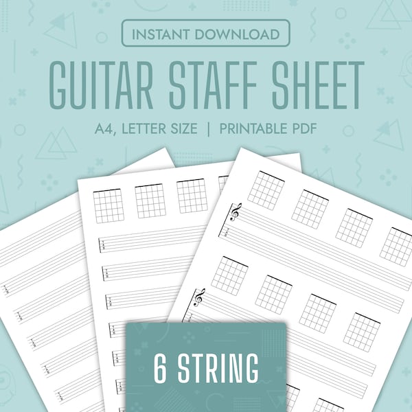 Guitar Staff Sheet - Etsy UK