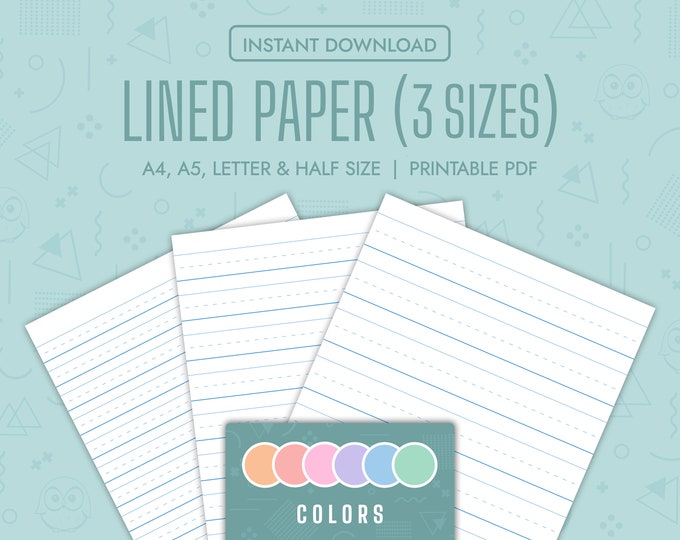 2 Printable Lined Handwriting Paper Red Bottom, Blue Top, Writing ...