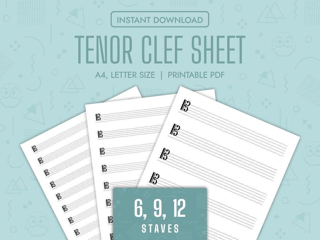 Tenor Clef Sheet Blank Music Sheet Printable Tenor Clef Sheet Template ...