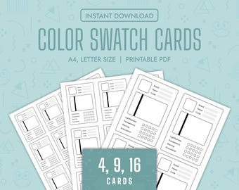 Watercolor Swatch Card Template/printable - Etsy