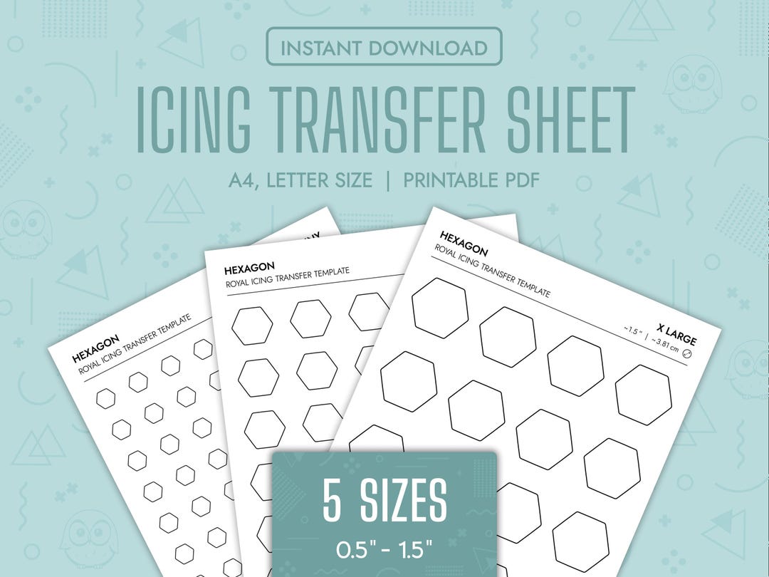 Hexagon Royal Icing Transfer Sheets Printable Hexagon Royal Icing ...