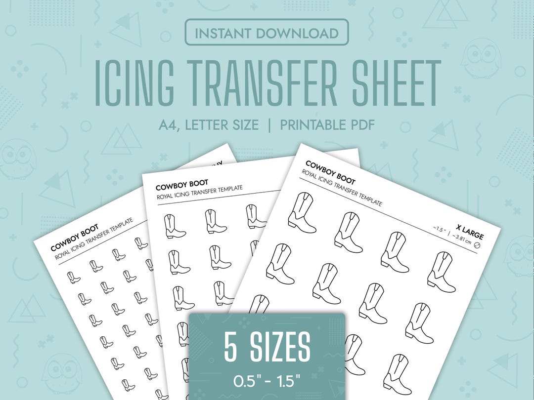 Cowboy Boot Royal Icing Transfer Sheets Printable Cowboy Boot Royal ...