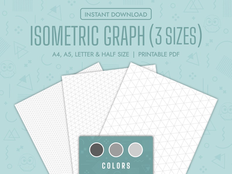 Isometric Graph Paper Bundle Printable Isometric Grid Paper Templates ...
