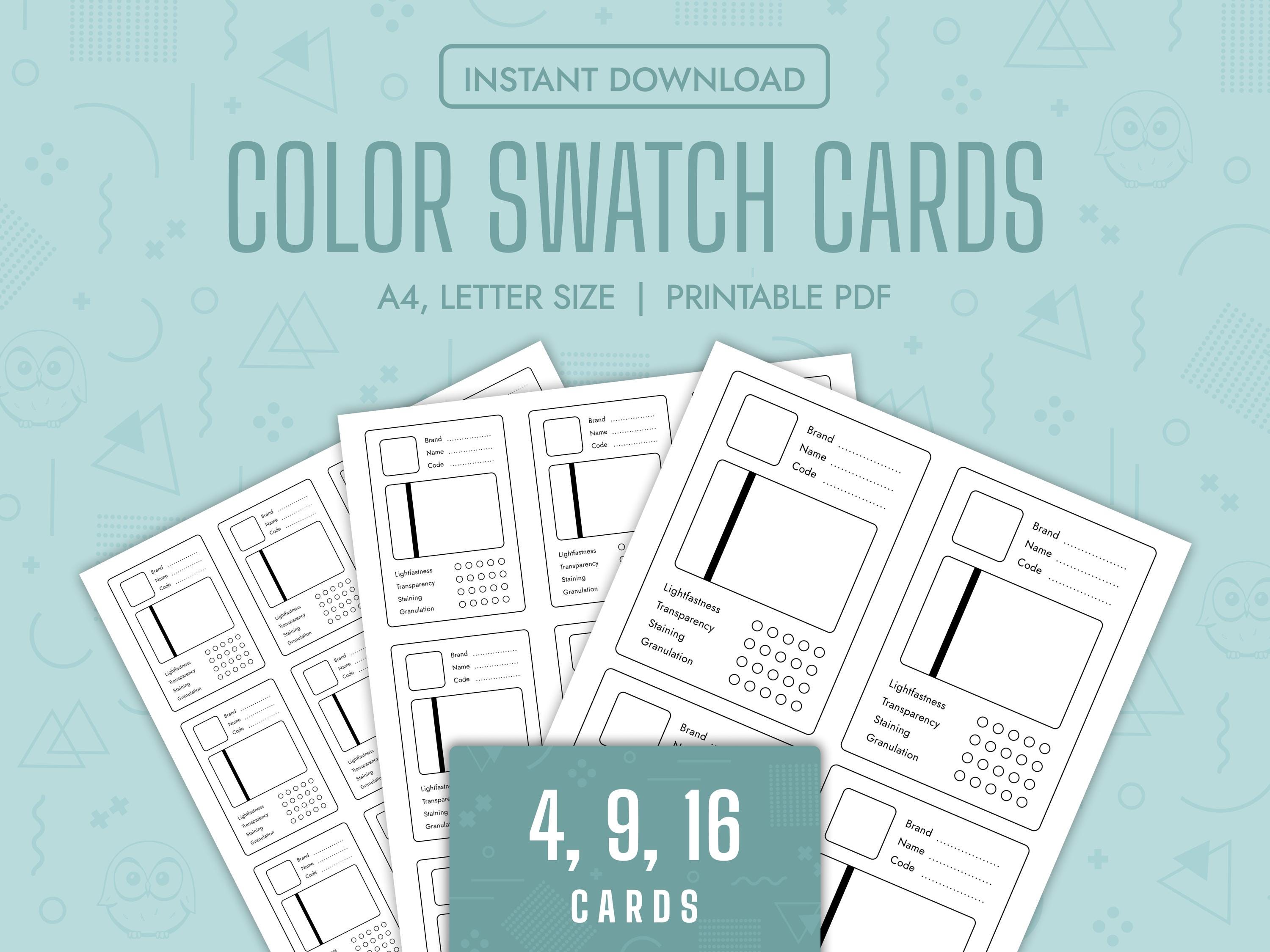 Color Swatch Cards Blank Color Cards Printable Watercolor Swatch ...