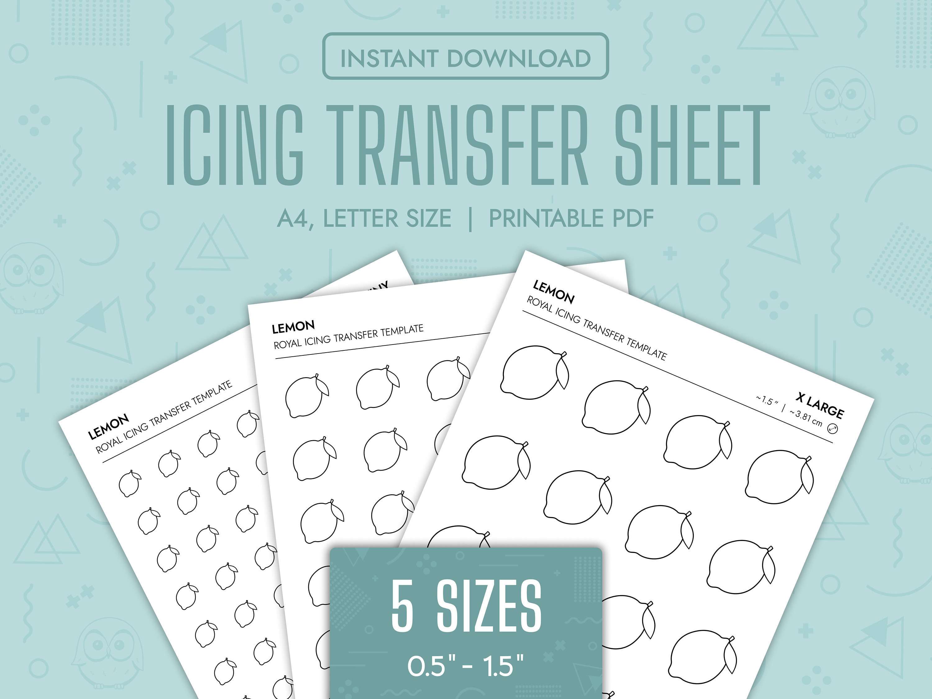 Lemon Royal Icing Transfer Sheets Printable Lemon Royal Icing Templates ...