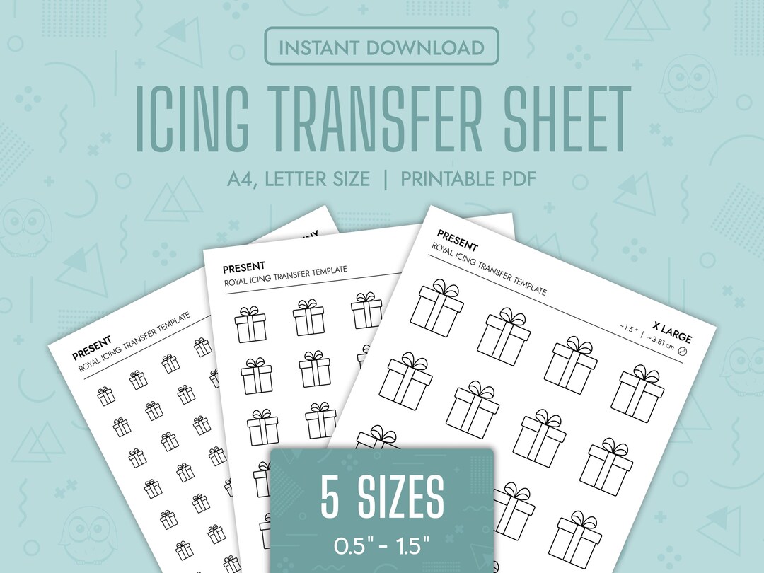 Present Royal Icing Transfer Sheets Printable Present Royal Icing ...