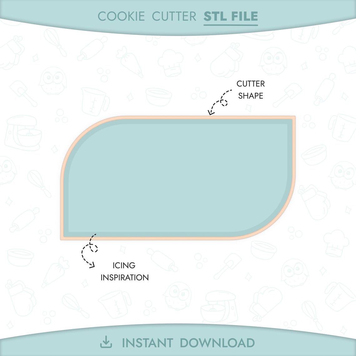 Half Rounded Rectangle Cookie Cutter STL File 3D Printable Geometric ...