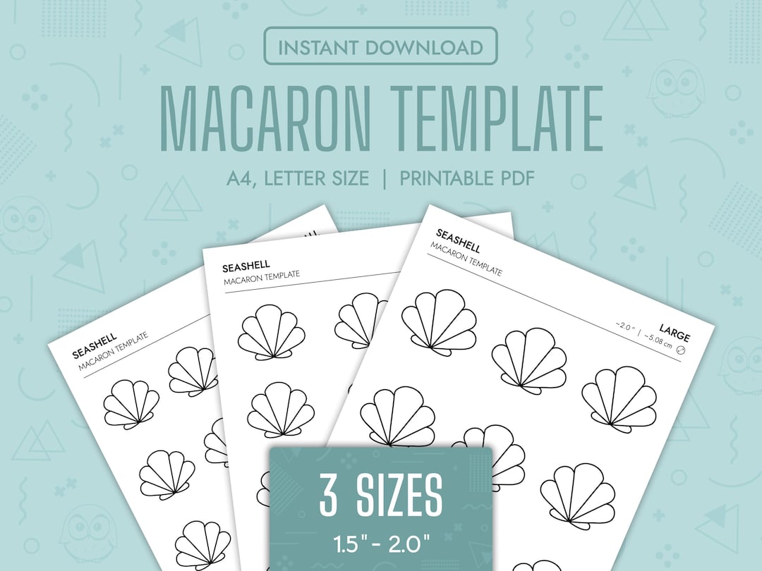 Seashell Macaron Templates Printable Seashell Macaron Templates Bundle ...
