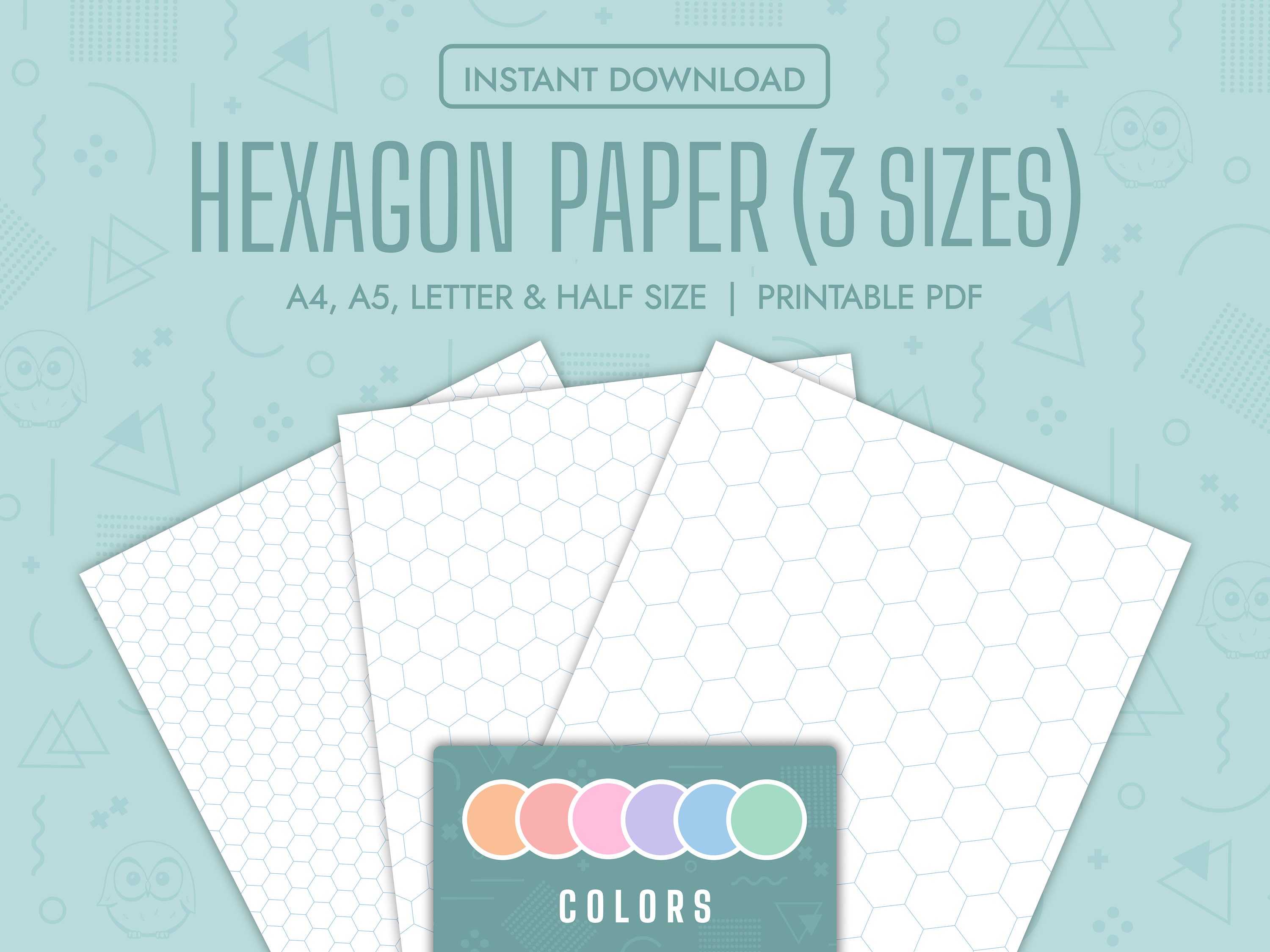 Hexagonal Grid Paper Bundle Printable Organic Chemistry Paper Templates ...