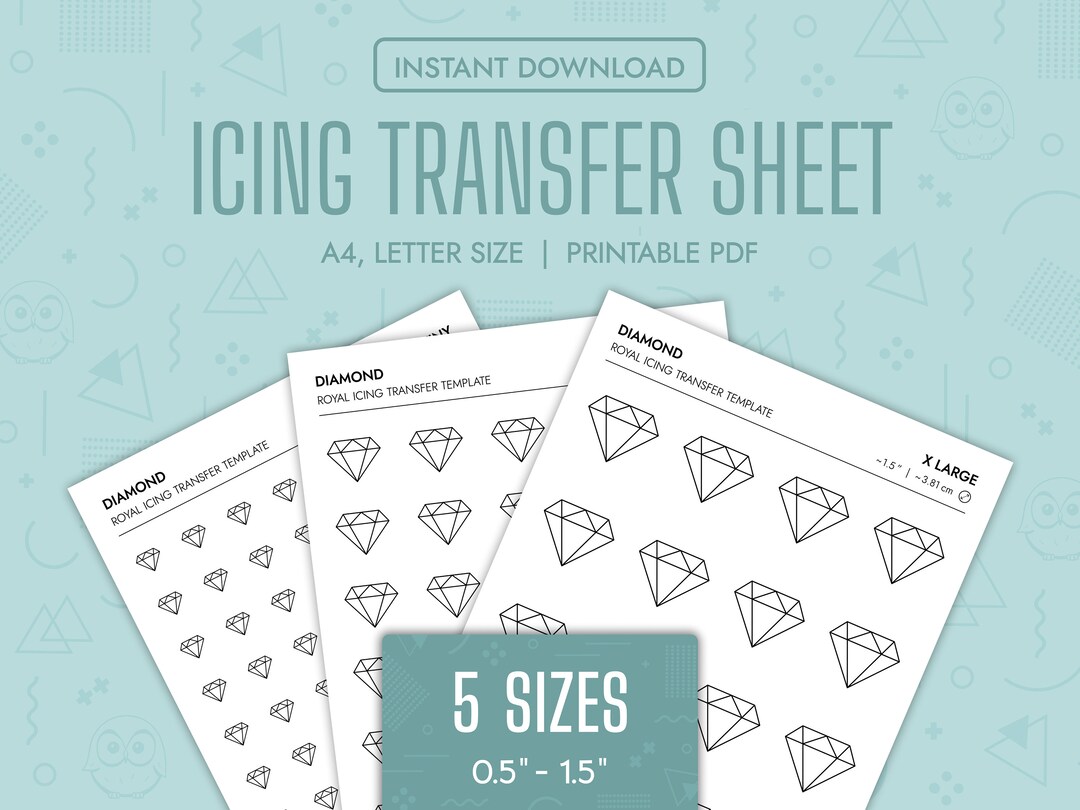 Diamond Royal Icing Transfer Sheets Printable Diamond Royal Icing ...