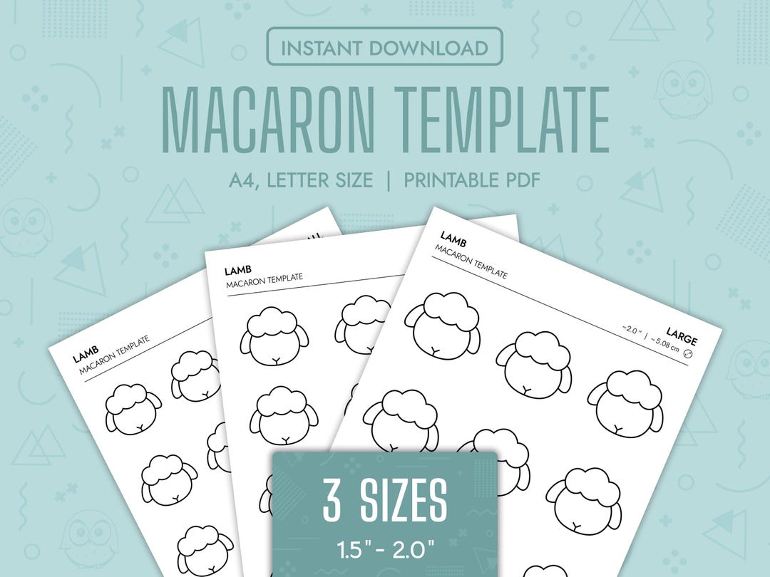 Lamb Macaron Templates Printable Sheep Macaron Templates Bundle Baby ...