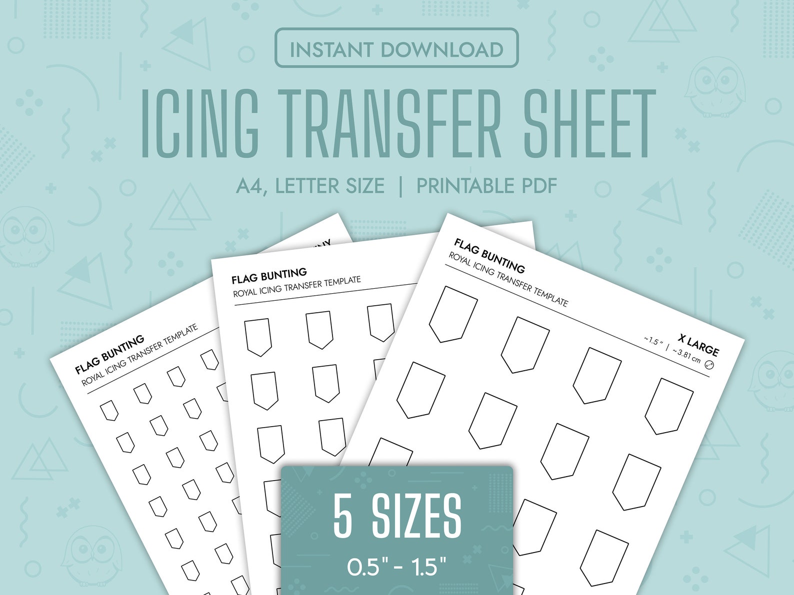 Flag Bunting Royal Icing Transfer Sheets Printable Flag Bunting Royal ...