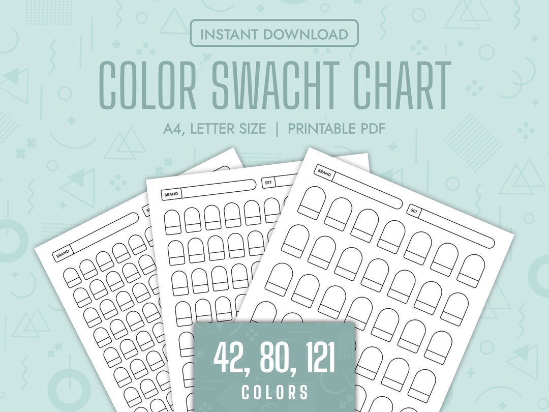 Color Swatch Chart Blank Color Chart Printable Color Swatch - Etsy