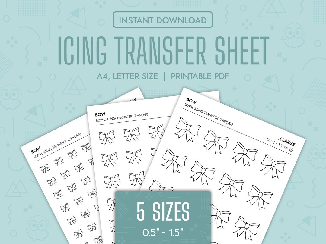 Bow Royal Icing Transfer Sheets Printable Ribbon Royal Icing Templates ...