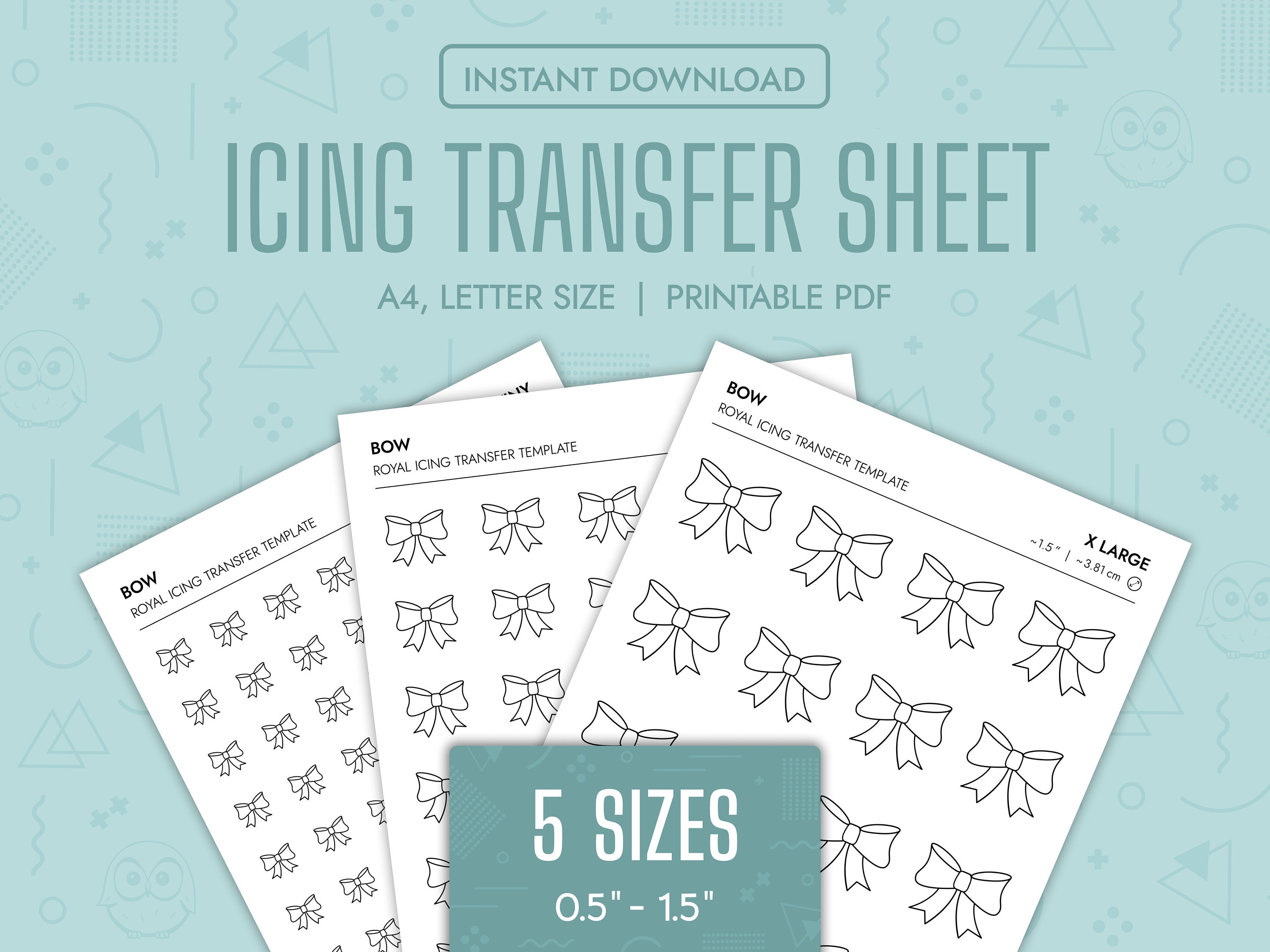 Bow Royal Icing Transfer Sheets Printable Ribbon Royal Icing Templates ...