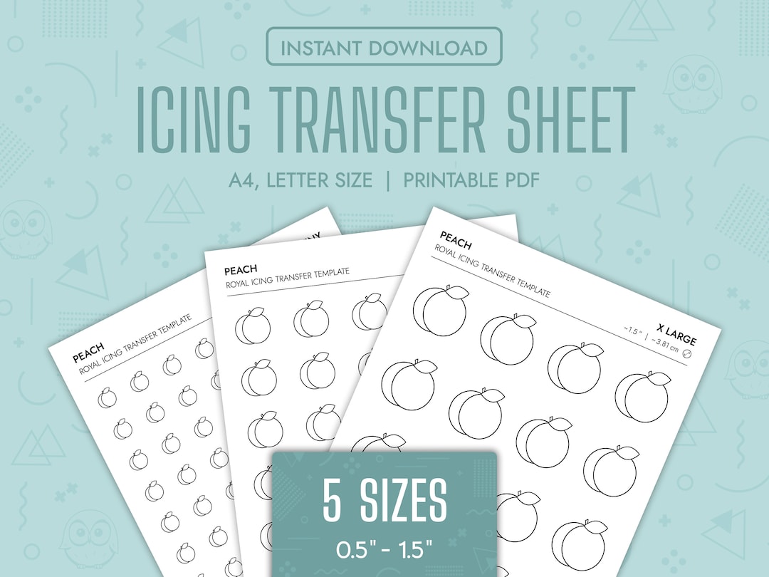 Peach Royal Icing Transfer Sheets Printable Apricot Royal Icing ...