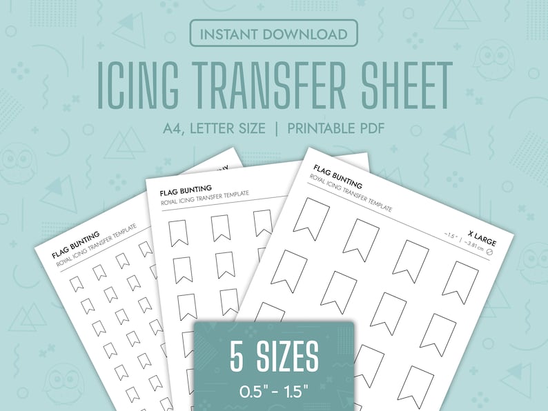 Flag Bunting Royal Icing Transfer Sheets Printable Flag Bunting Royal ...