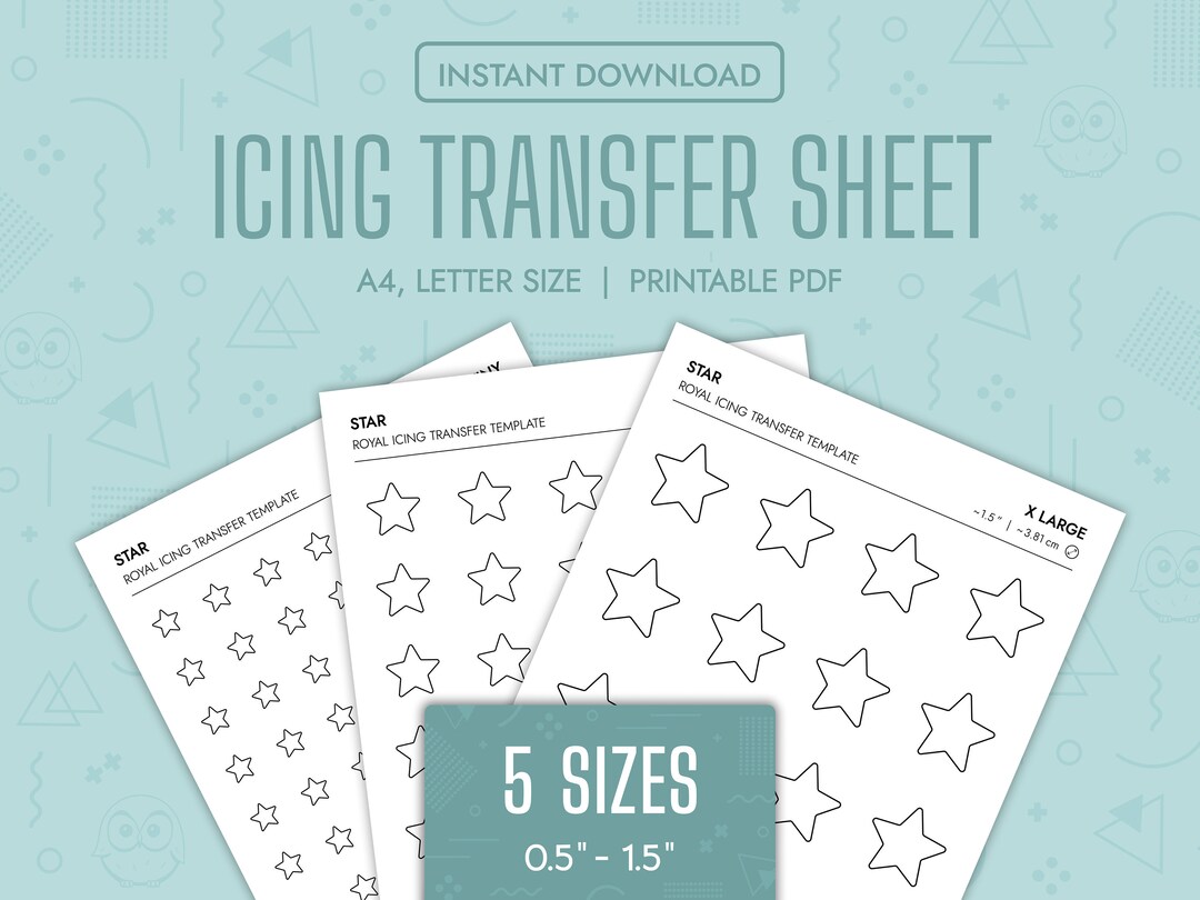 Star Royal Icing Transfer Sheets Printable Star Royal Icing Templates ...
