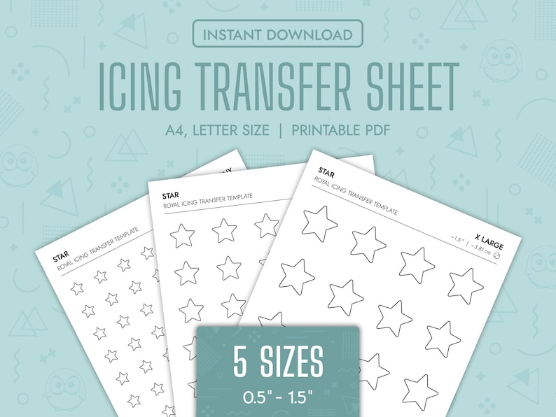 Star Royal Icing Transfer Sheets Printable Star Royal Icing Templates ...
