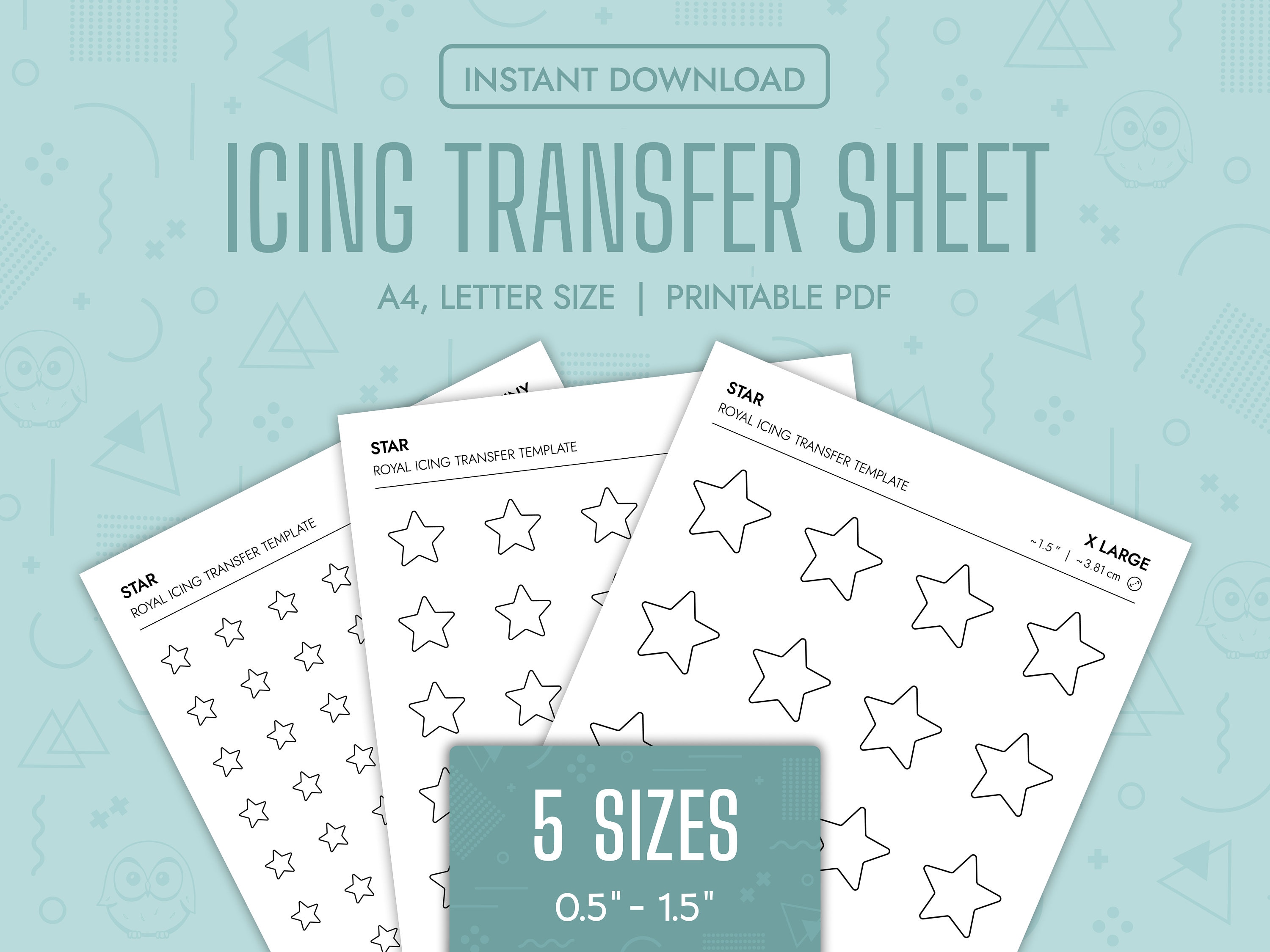 Star Royal Icing Transfer Sheets Printable Star Royal Icing Templates ...