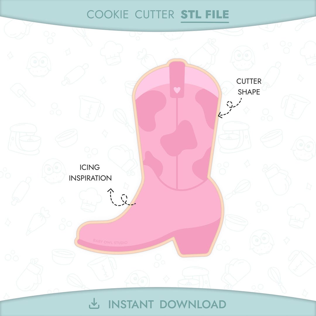 Cowboy Boot Cookie Cutter STL File 3D Printable Western Boot Cookie ...