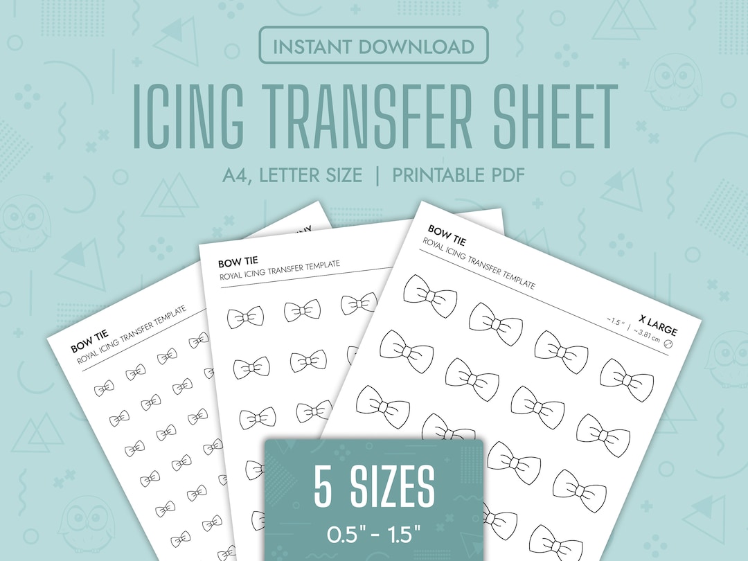 Bow Tie Royal Icing Transfer Sheets Printable Ribbon Royal Icing ...
