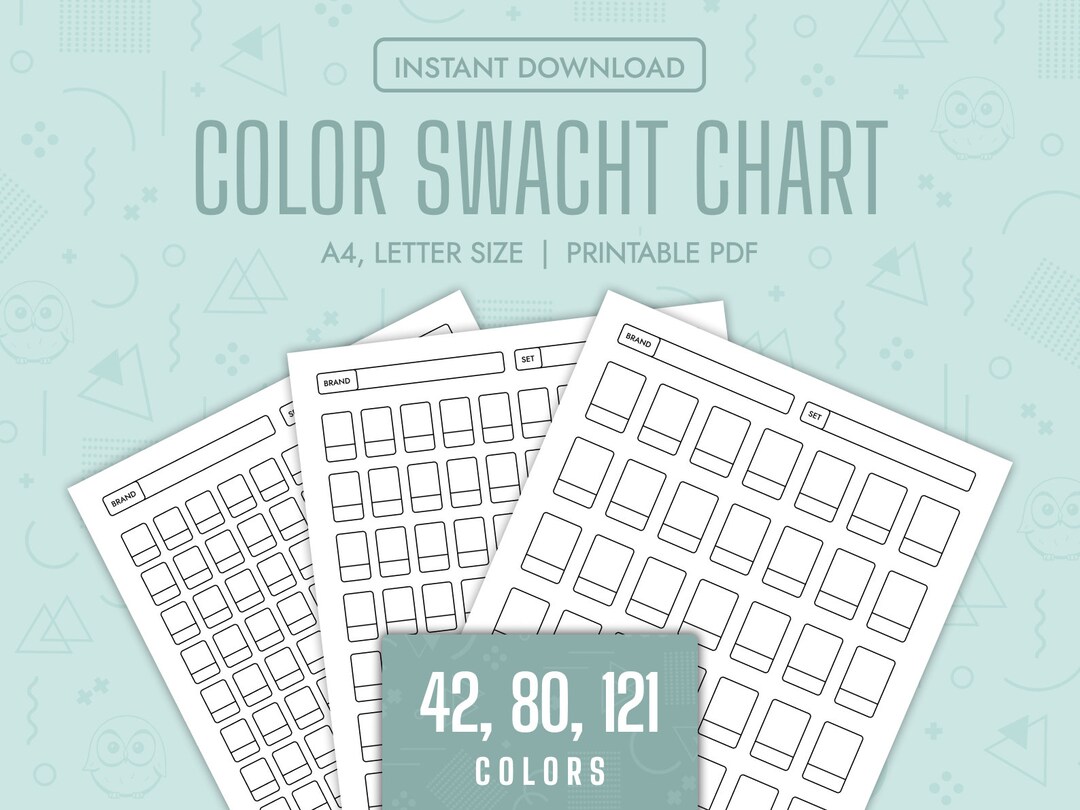 Color Swatch Chart Blank Color Chart Printable Color Swatch - Etsy