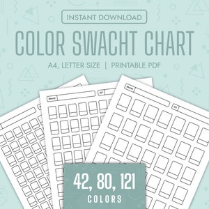 Color Swatch Chart Blank Color Chart Printable Color Swatch - Etsy