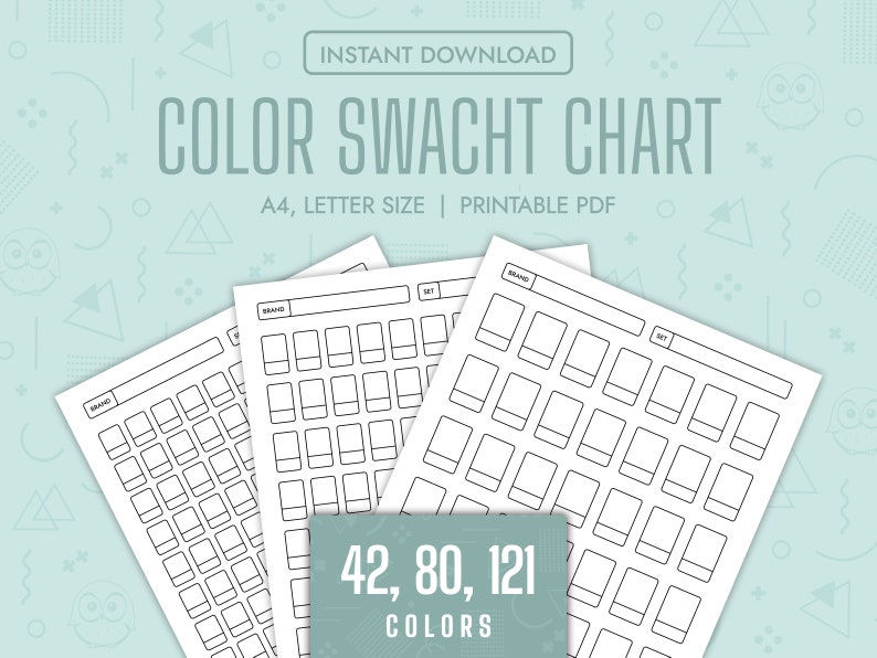 Color Swatch Chart Blank Color Chart Printable Color Swatch - Etsy