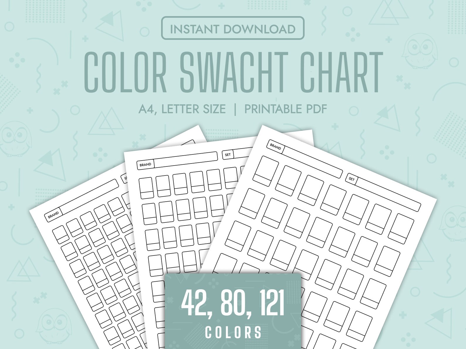 Color Swatch Chart Blank Color Chart Printable Color Swatch - Etsy