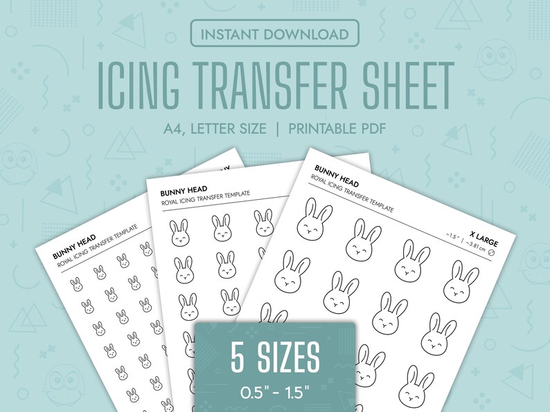 Bunny Royal Icing Transfer Sheets Printable Bunny Head Royal Icing ...