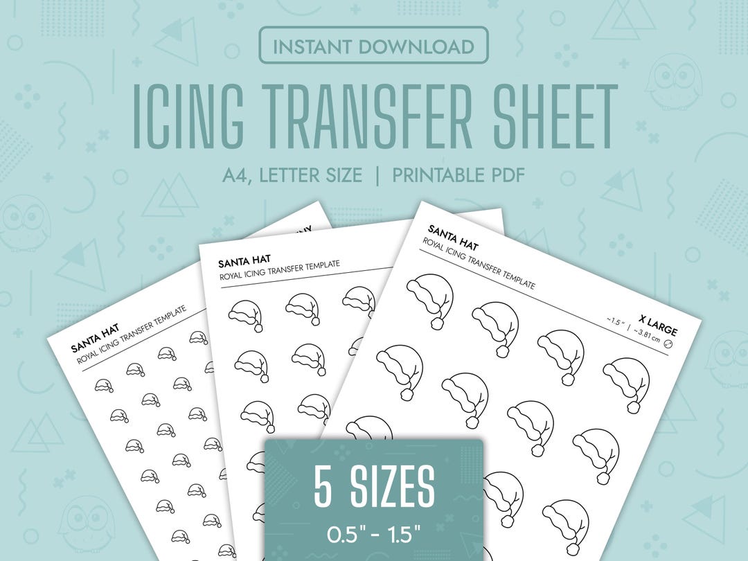 Santa Hat Royal Icing Transfer Sheets Printable Christmas Santa Hat ...