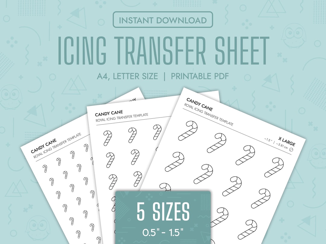 Candy Cane Royal Icing Transfer Sheets Printable Candy Cane Royal Icing ...