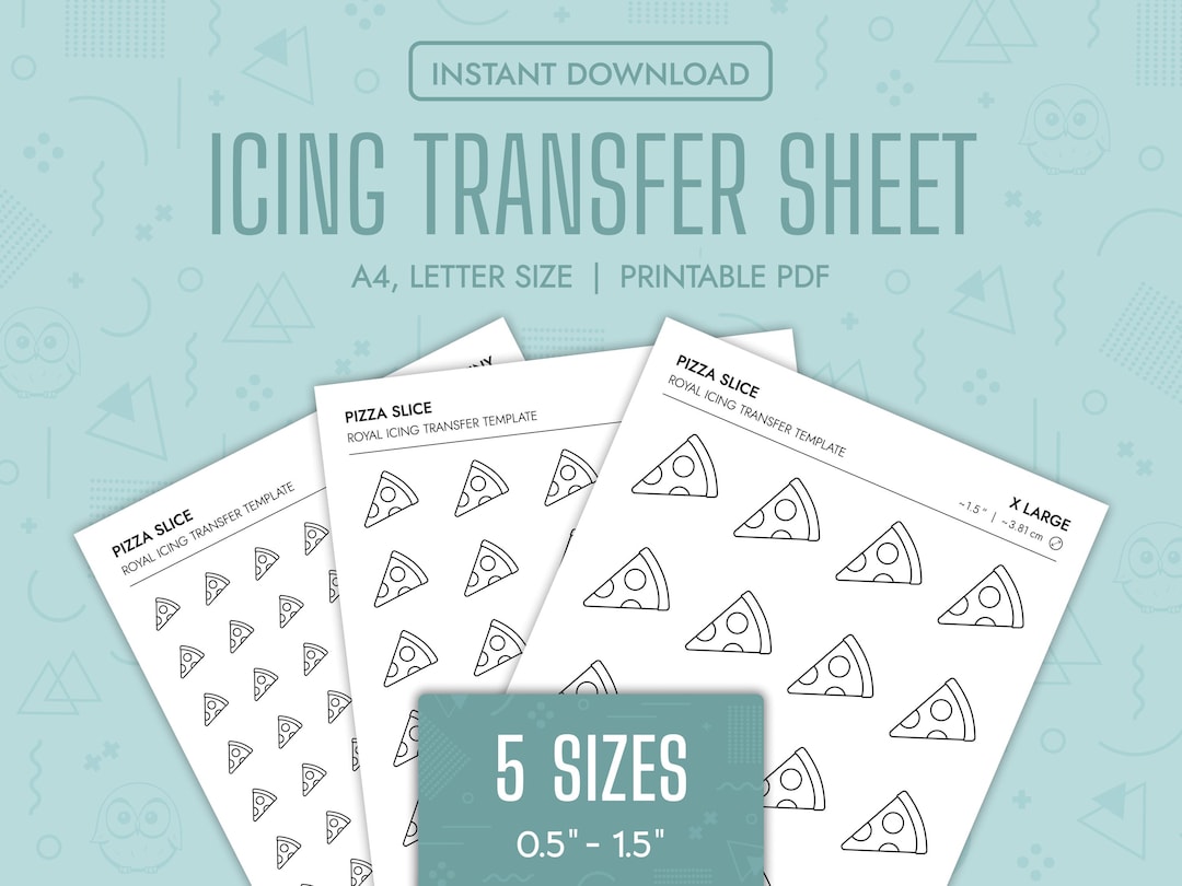 Pizza Royal Icing Transfer Sheets Printable Pizza Slice Royal Icing ...