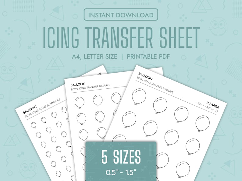 Balloon Royal Icing Transfer Sheets Printable Balloon Royal Icing ...