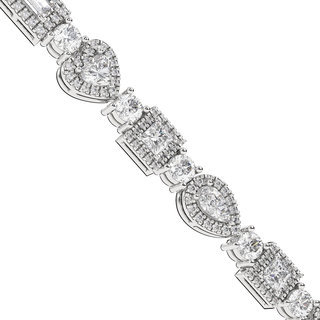 Diamond Bracelet/mixed Shape Diamond Bracelet/14k Gold/ Natural Diamond ...