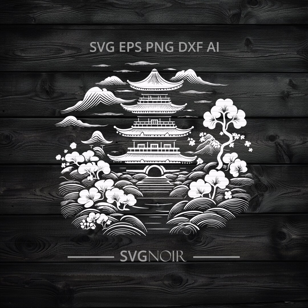 Japanese Temple Vector Clipart in SVG, Ai, DXF, Eps, PNG Cricut ...