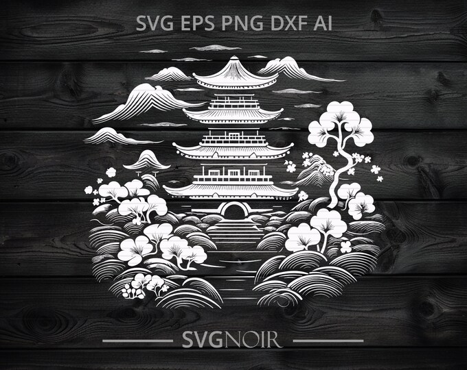 Japanese Temple Svg, Japanese Svg, Zen Svg, Temple, Stencil Model Image ...