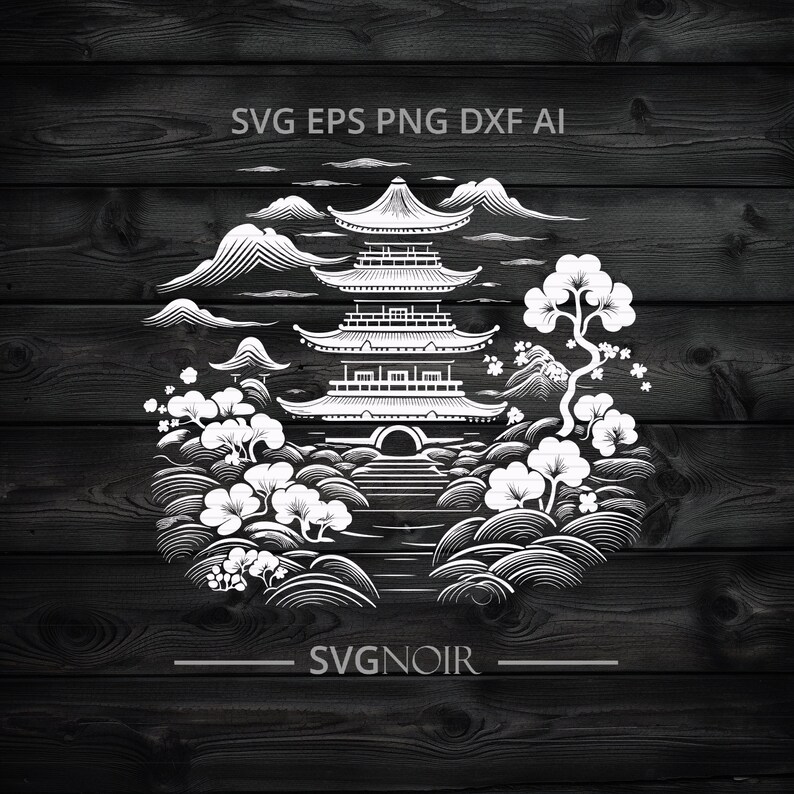 Japanese Temple Vector Clipart in SVG, Ai, DXF, Eps, PNG Cricut ...