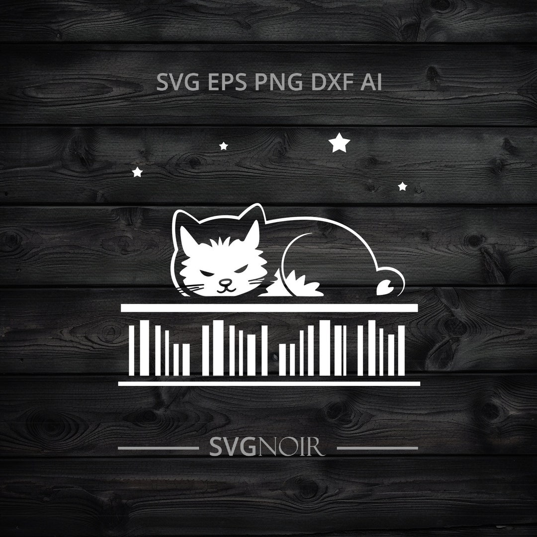 Cat Sleeping in a Bookshelf Svg Vector Graphic PNG EPS Dxf SVG Ai ...