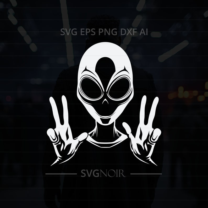 Alien Peace Sign Vector Clipart in SVG, Ai, DXF, Eps, PNG Cricut ...