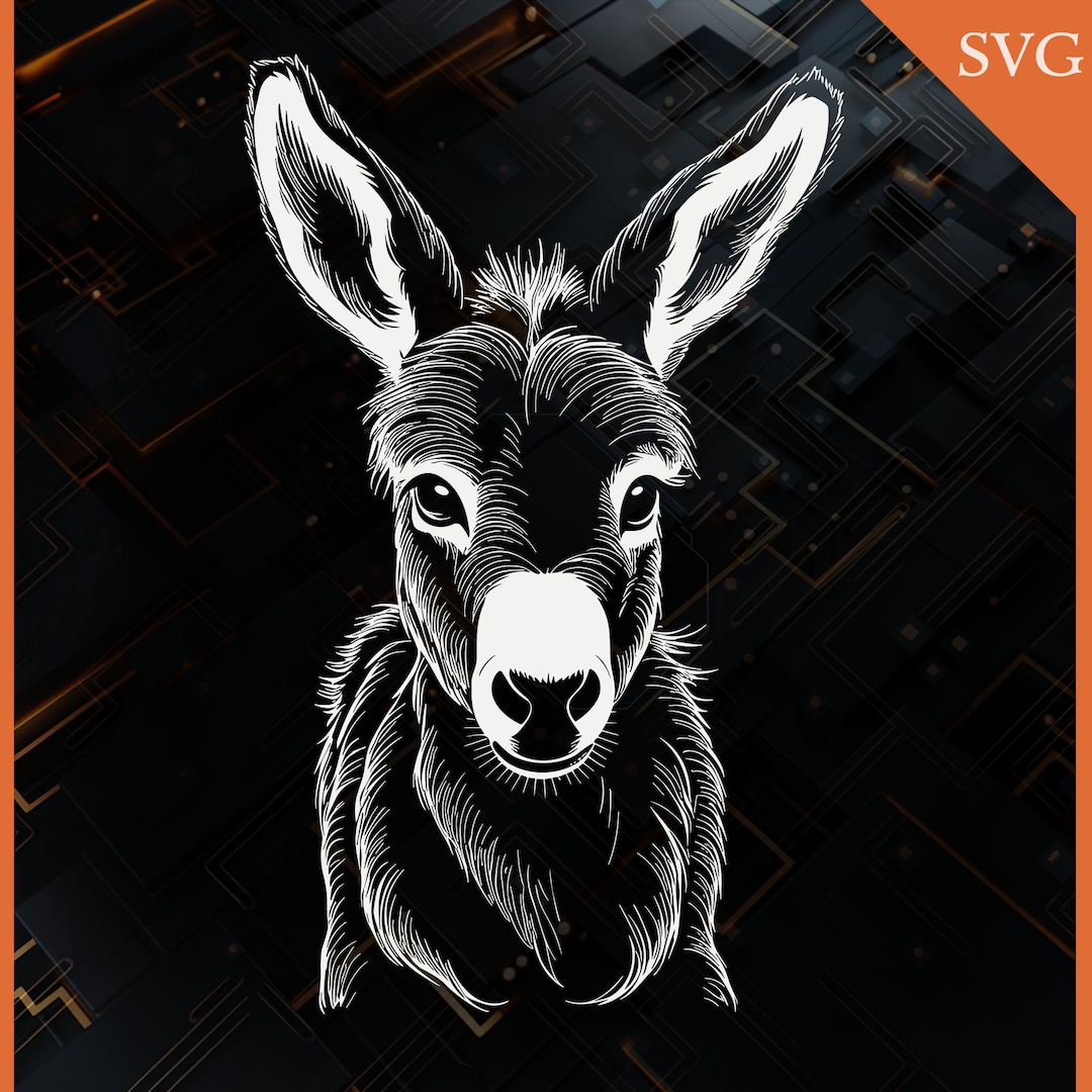 Baby Donkey Vector Clipart in SVG, Ai, DXF, Eps, PNG Cricut, Silhouette ...