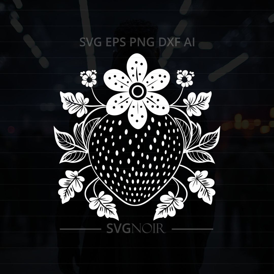 Boho Design Strawberry Vector Clipart in SVG, Ai, DXF, Eps, PNG Cricut ...