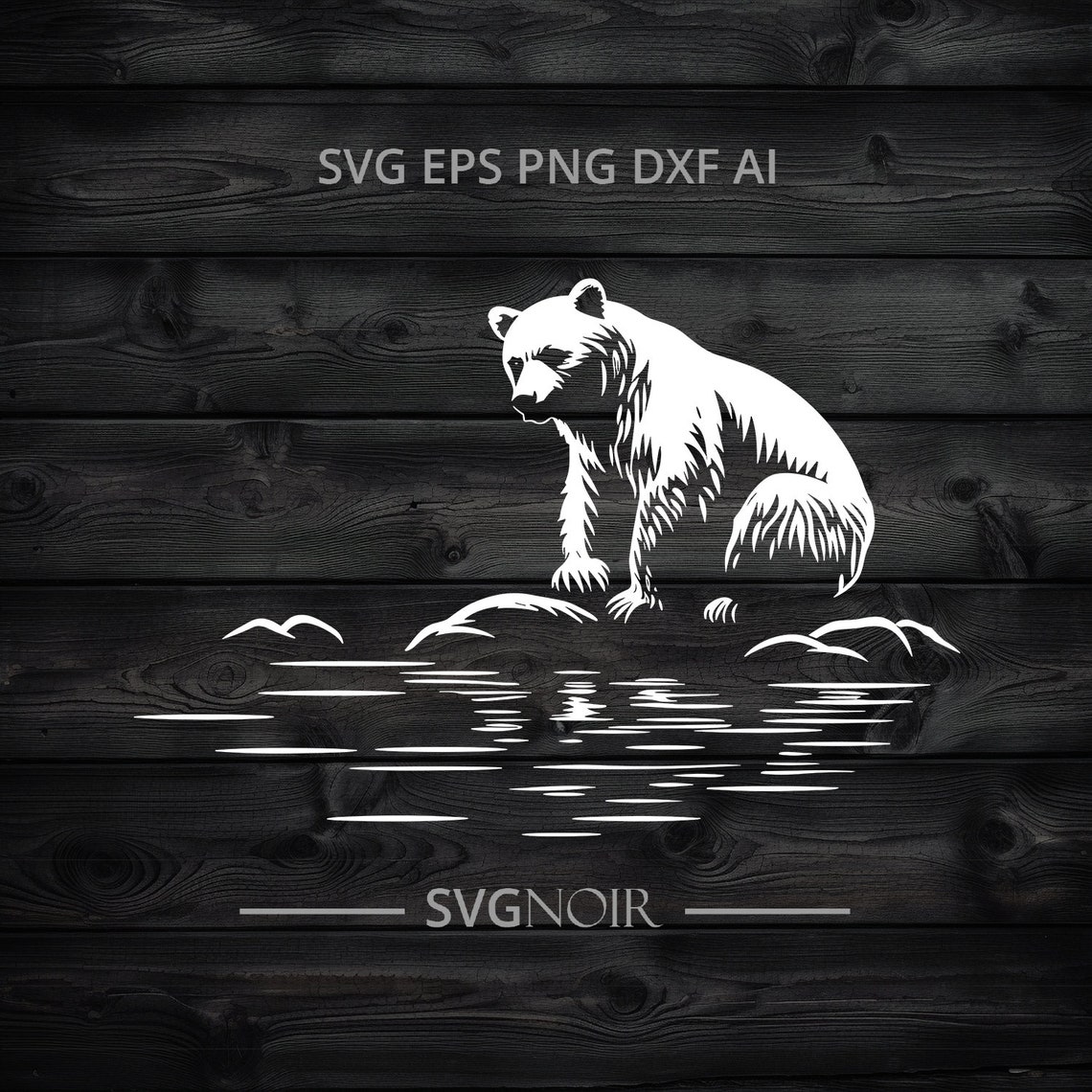 Bear Fishing Svg Vector Graphic PNG EPS Dxf SVG Ai - Etsy