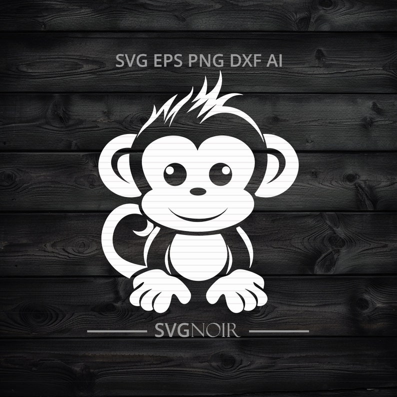 Monkey Baby Vector Clipart in SVG, Ai, DXF, Eps, PNG Cricut, Silhouette ...