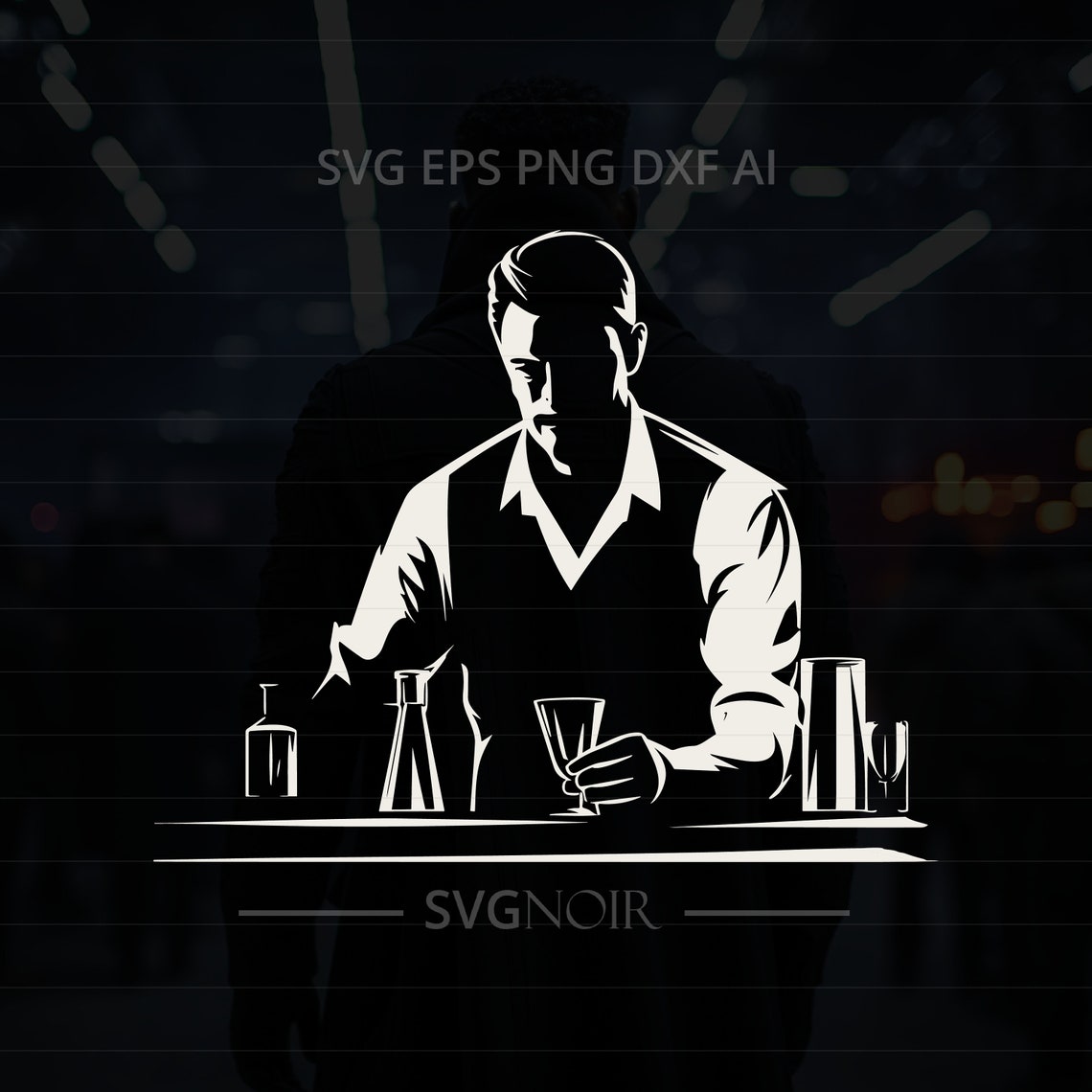 Bartender Vector Clipart in SVG, Ai, DXF, Eps, PNG Cricut, Silhouette ...